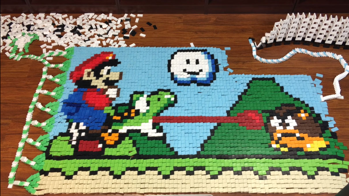 Super Mario World | Mais de 81 mil peças de dominó recriam momentos do ...