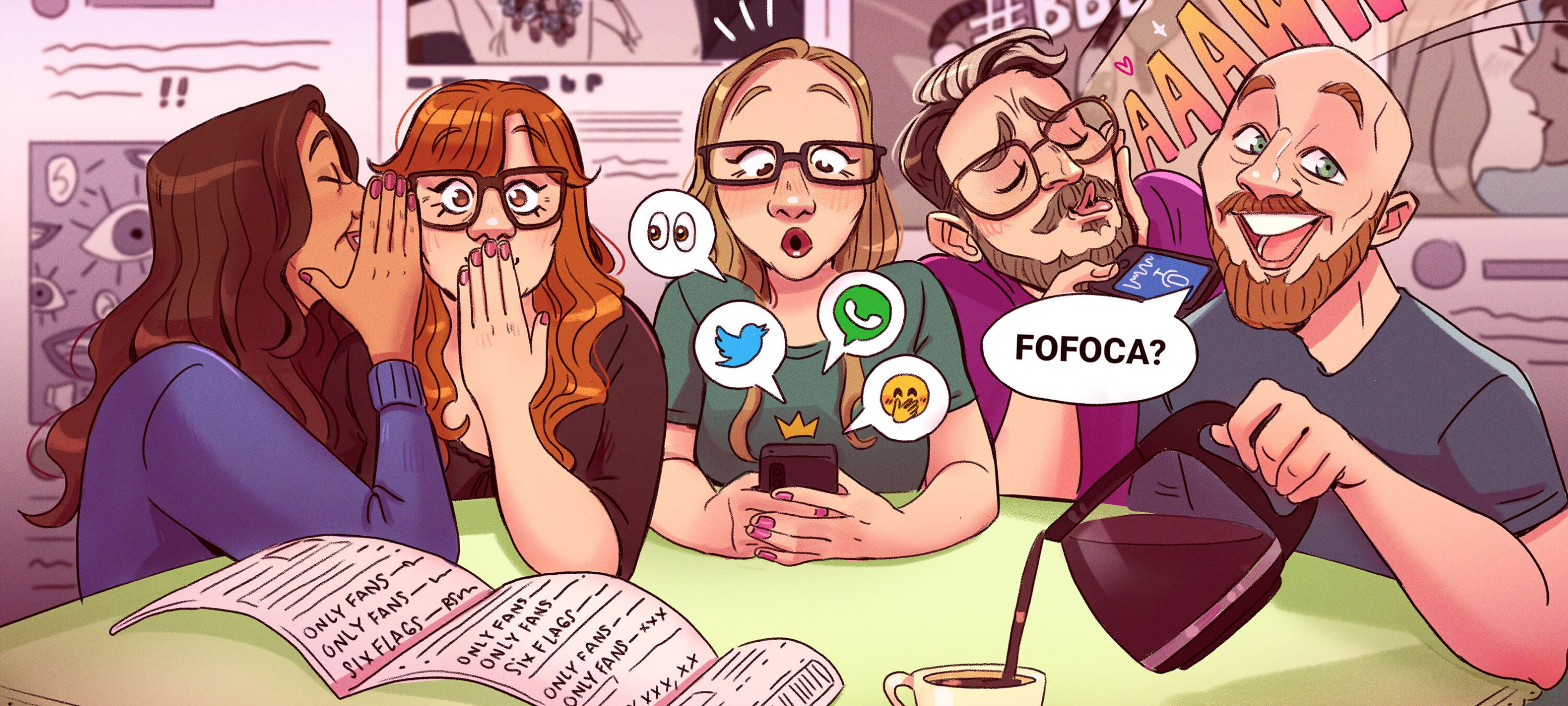 Fofocando até gemer - Caneca de Mamicas - Jovem Nerd